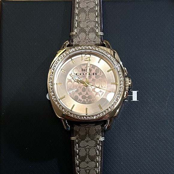 Coach | Accessories | Coach Boyfriend Watch With 34m Golden Face Brown ...